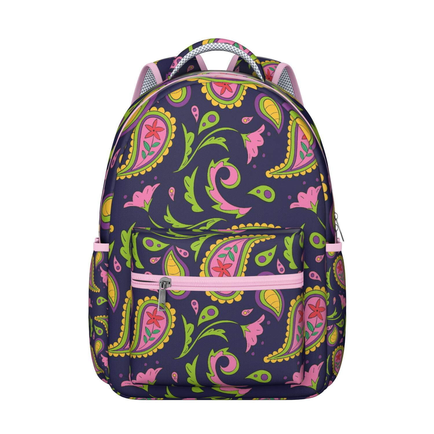 Retro Paisley Floral School Backpack for Students Comfortable and ...