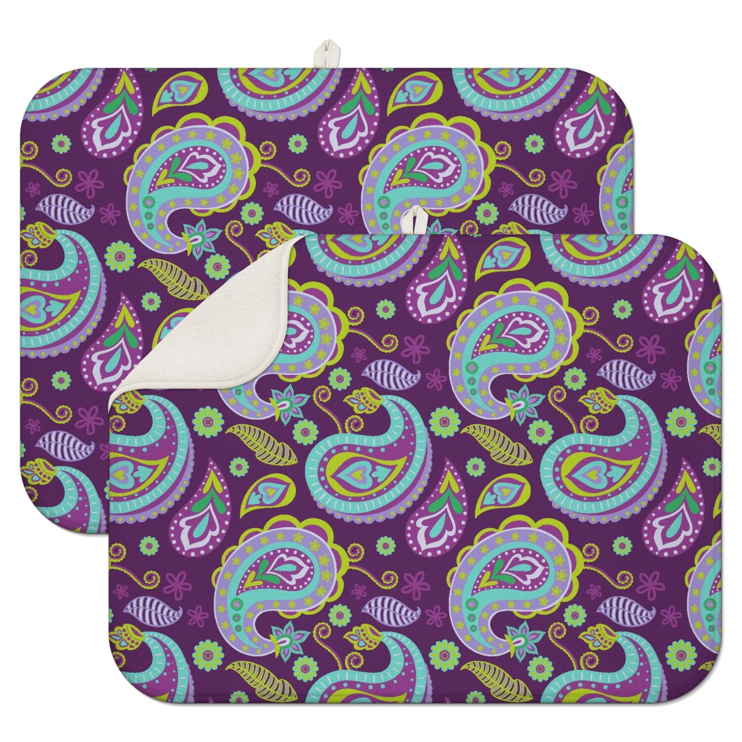 Retro Paisley Pattern Coffee Mat – Fast Drying Microfiber Spill Mat ...