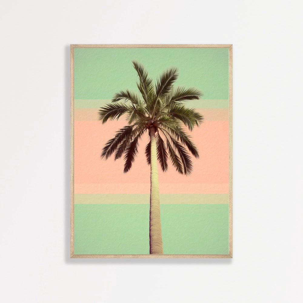 Retro Palm Tree Print, Funky Minimal Coastal Wall Art, Trendy Preppy ...