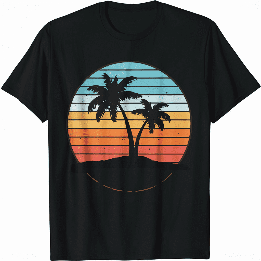 Retro Palm Trees Beach Sunset Tropical Summer T-Shirt - Walmart.com