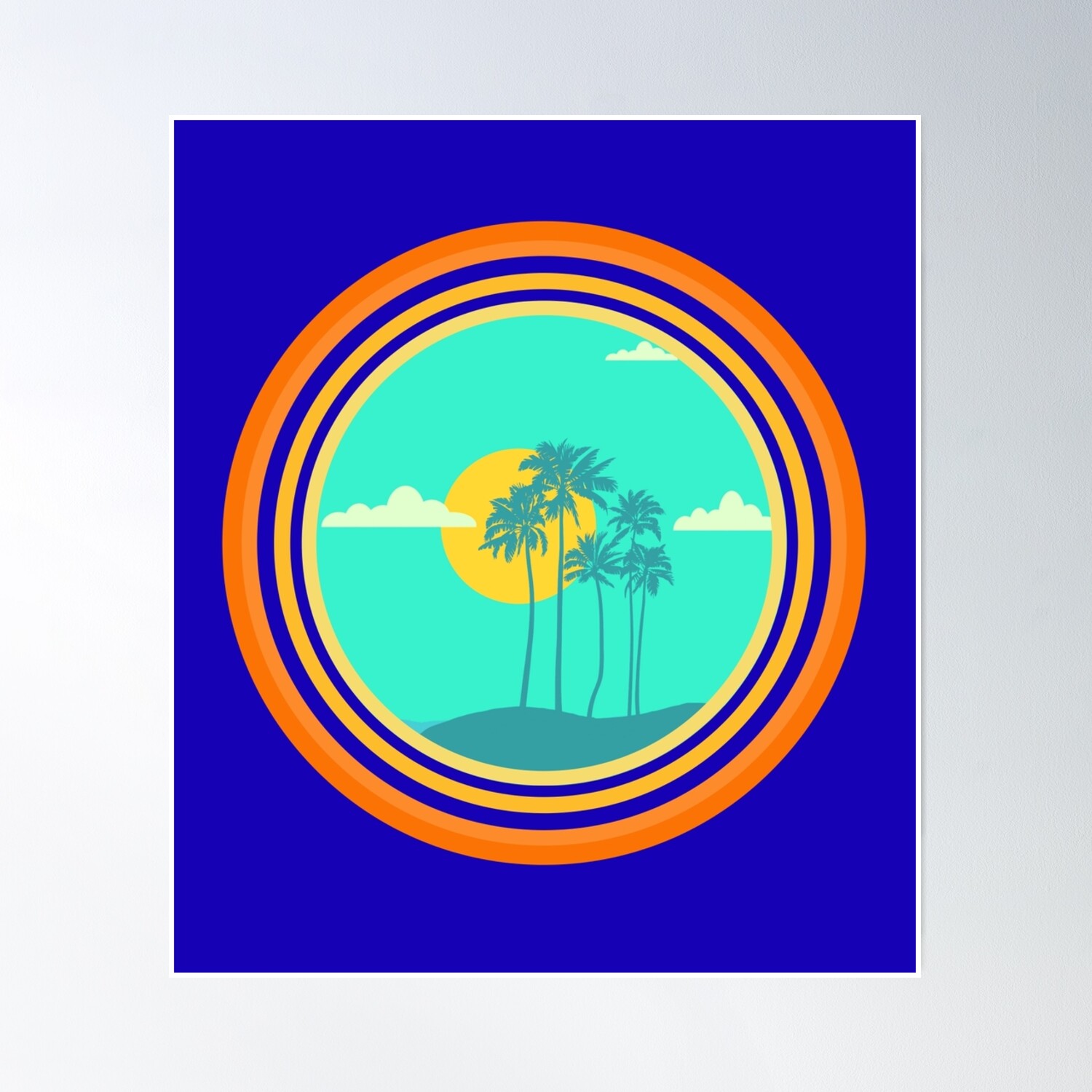 Retro Palm Trees Poster Wall Art, Modern Wall Decor, 12x18 UNFRAMED ...