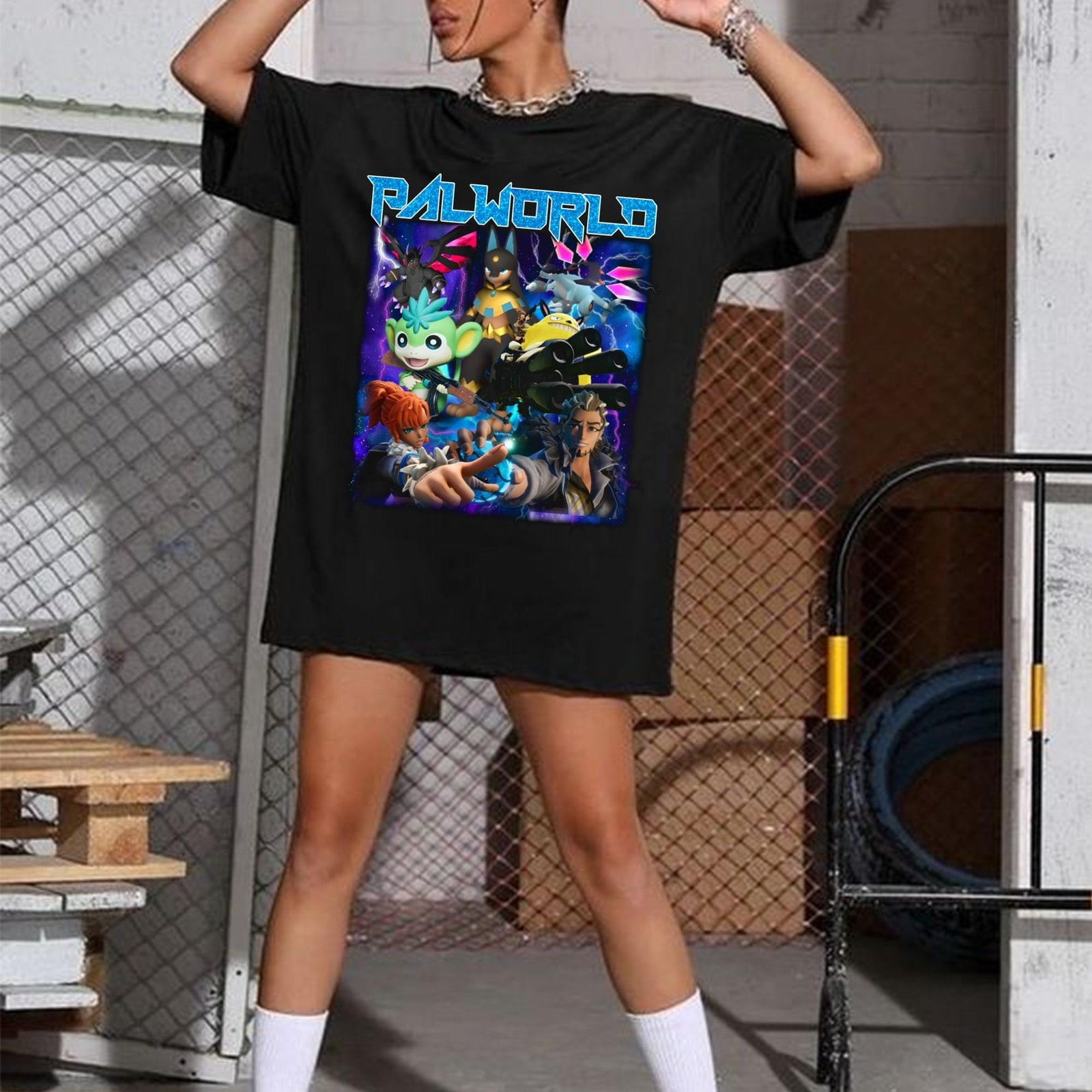 Retro Palworld T-shirt Chikipi Grizzbolt Shirt Palworld Survival Game ...