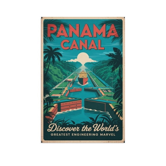 Retro Panama Canal Poster Vintage Panama Tourism Art for Walls Print ...