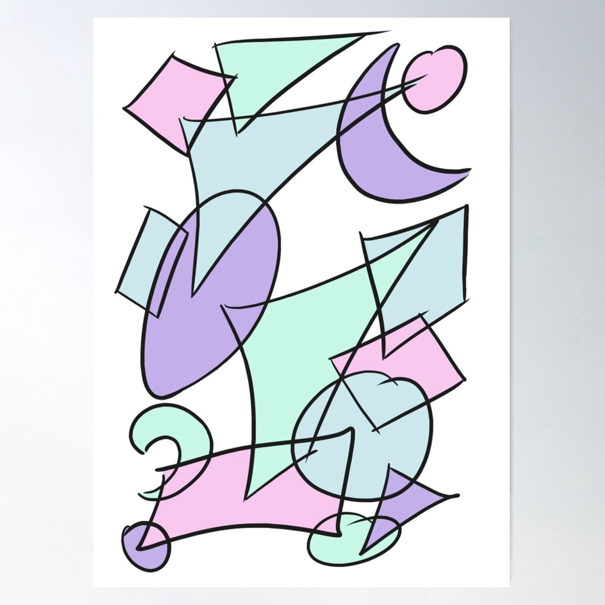 Retro Pastels Poster Wall Art, Modern Wall Decor For Living Room ...
