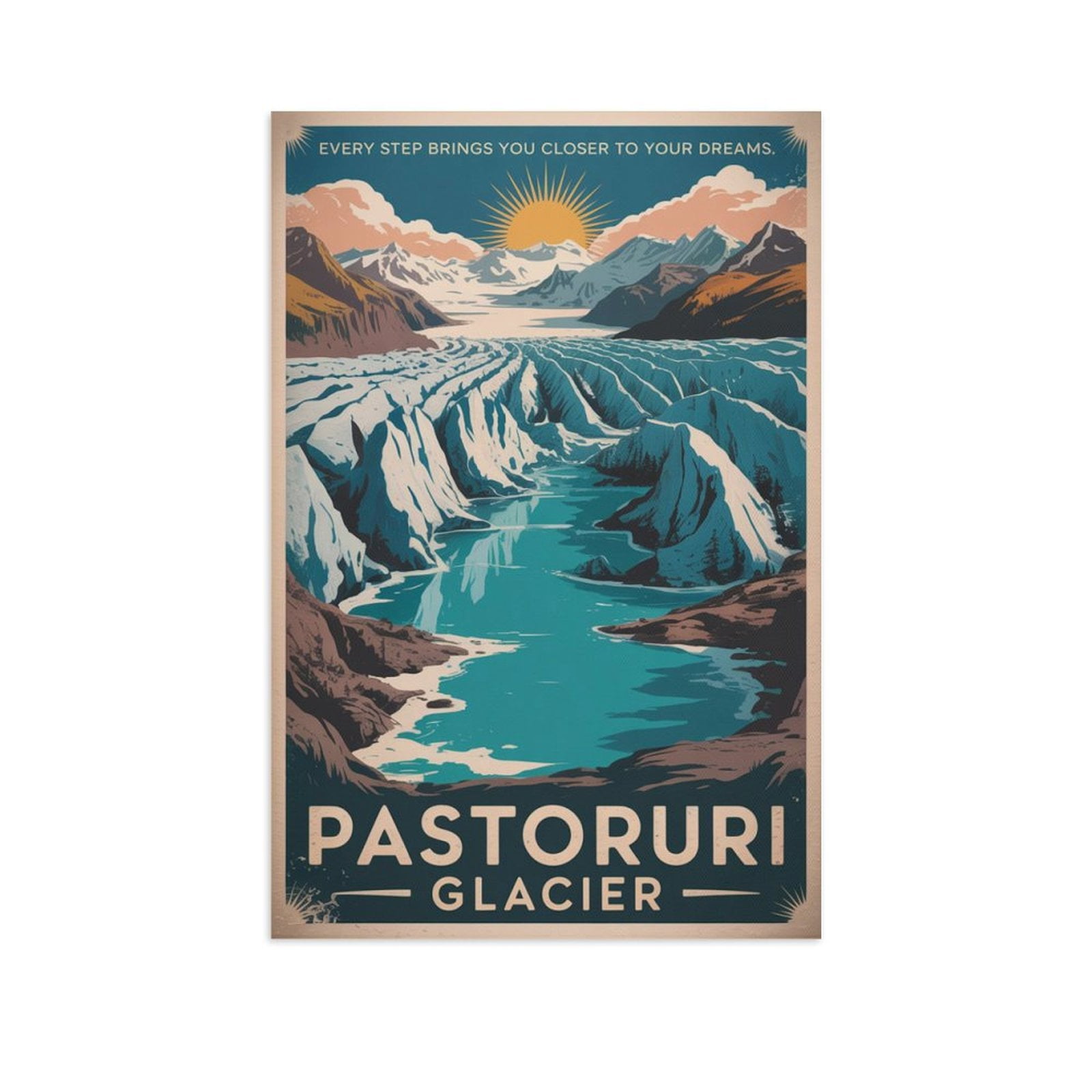 Retro Pastoruri Glacier Poster Motivational Inspirational Vintage ...