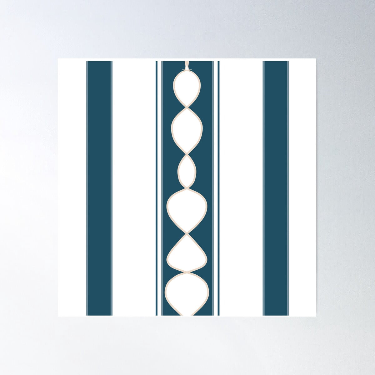 Retro Patern In Teal Blue Geometric Design Poster Wall Art, Modern Wall ...