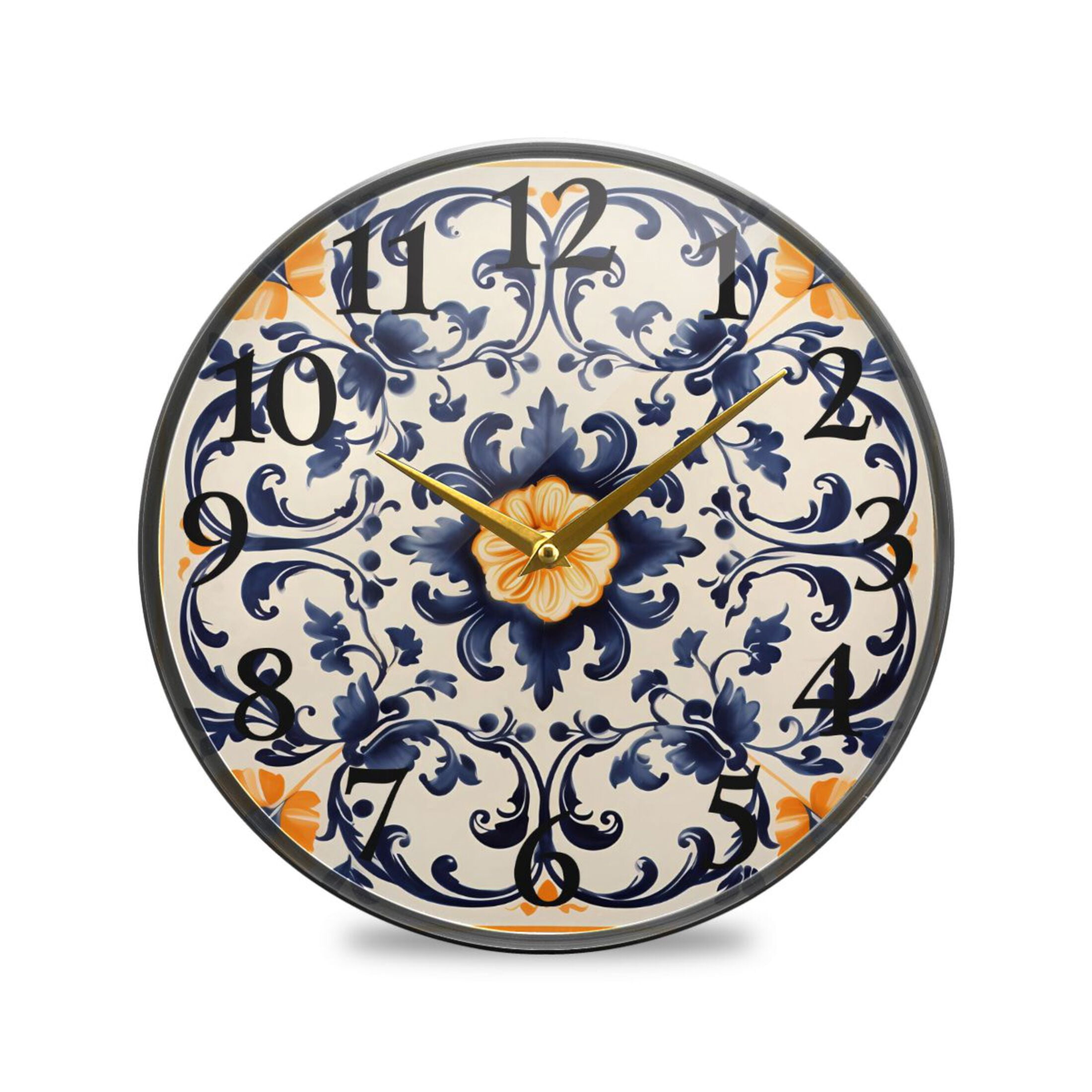 Retro Pattern Wall Clocks Battery Operated 9.5 Inch Round Clock Acrylic ...