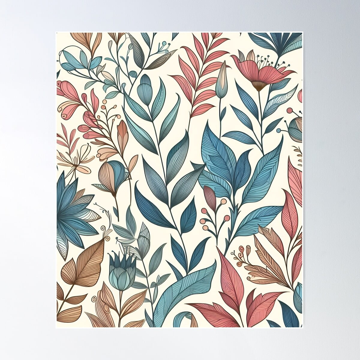 Retro Patterns Wildflowers Poster Wall Art, Modern Wall Decor For ...
