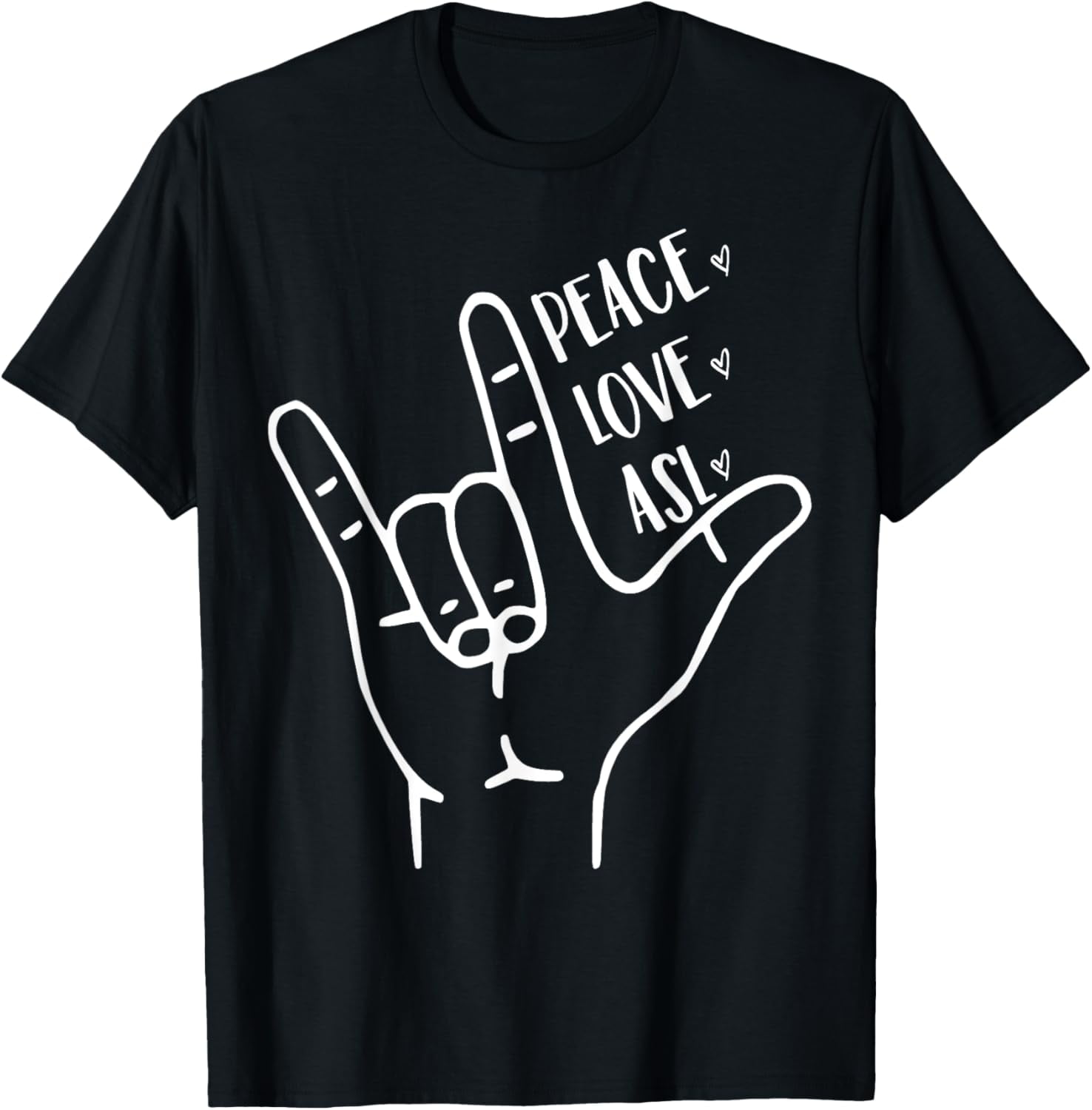 Retro Peace Love ASL American Sign Language Hand Sign T-Shirt - Walmart.com
