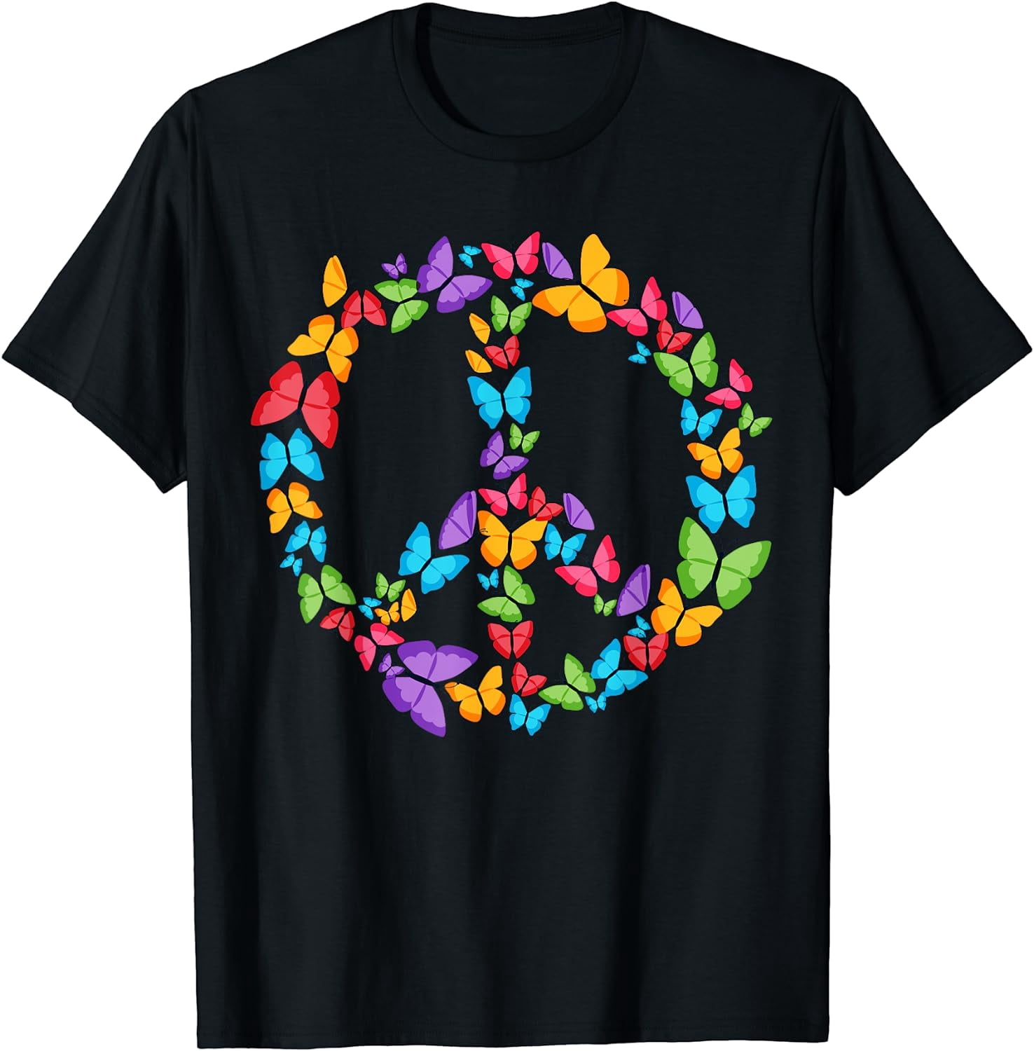 Retro Peace Love | Love 60's 70's Hippie Butterflies T-Shirt - Walmart.com