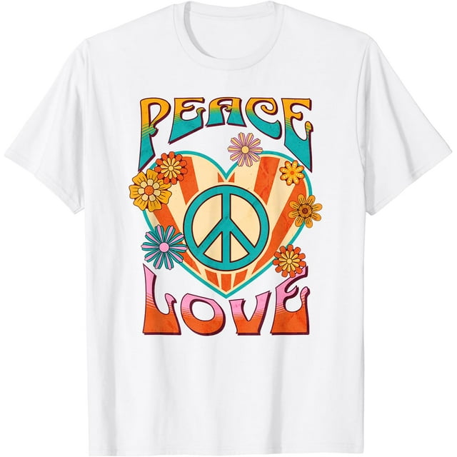 Retro Peace Love Peace Sign 60s 70s Hippie Style T-Shirt - Walmart.com