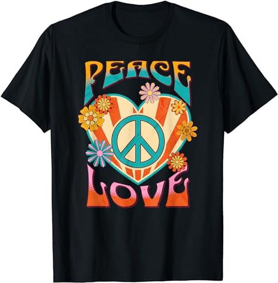 Retro Peace Love Peace Sign 60s 70s Hippie Style T-Shirt - Walmart.com