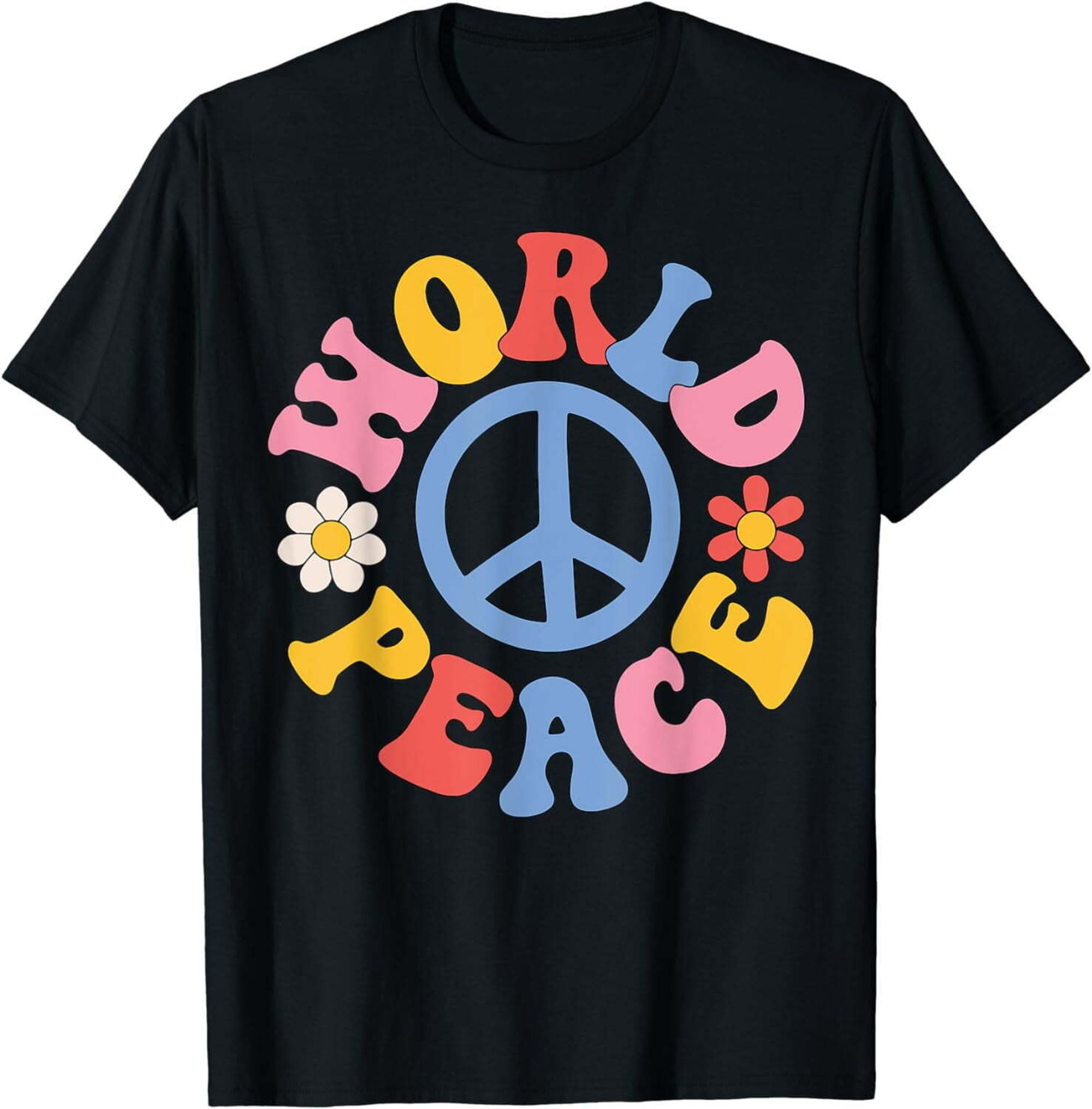 Retro Peace Sign Graphic Tee for Women - 60s Inspired Groovy Design ...