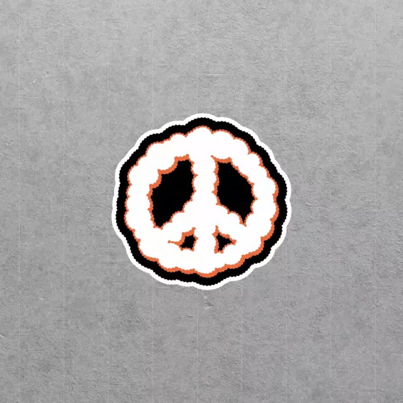 Retro Peace Sign Sticker - Pixelated 60S Style Orange On Blackphone ...