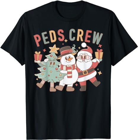 Retro Peds Crew Christmas Pediatric Nurse Nursing Group T-Shirt ...