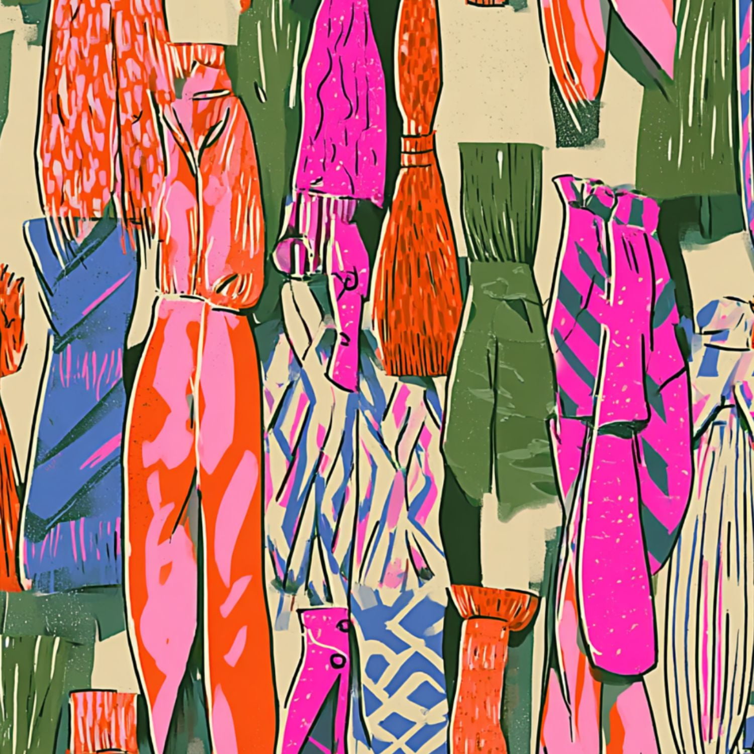 Retro Peel and Stick Wallpaper 23.6in x 9.8ft Vibrant Abstract Fashion ...