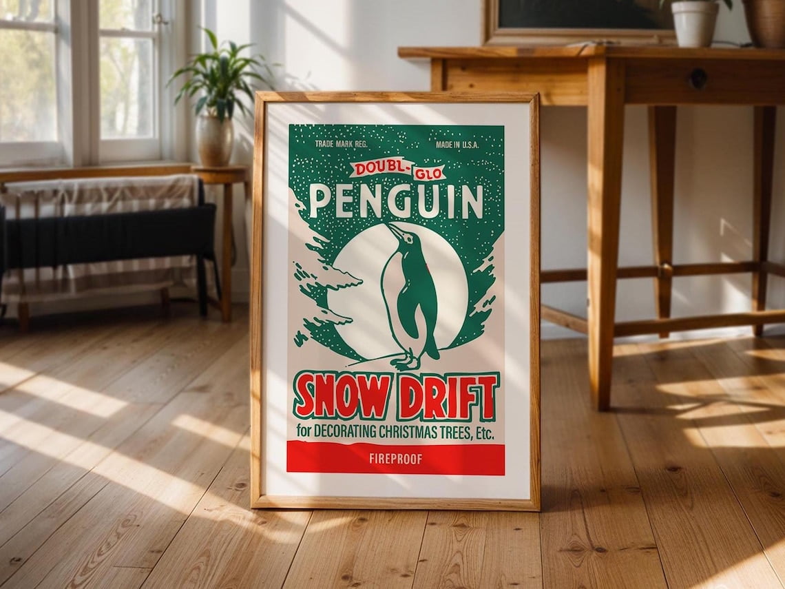 Retro Penguin Wall Art, Unframed Canvas Size 16x24 - Walmart.com