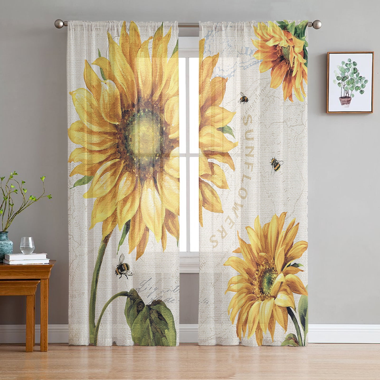 Retro Peony Blue Flower Tulle Sheer Curtain for Living Room Adults Kid ...