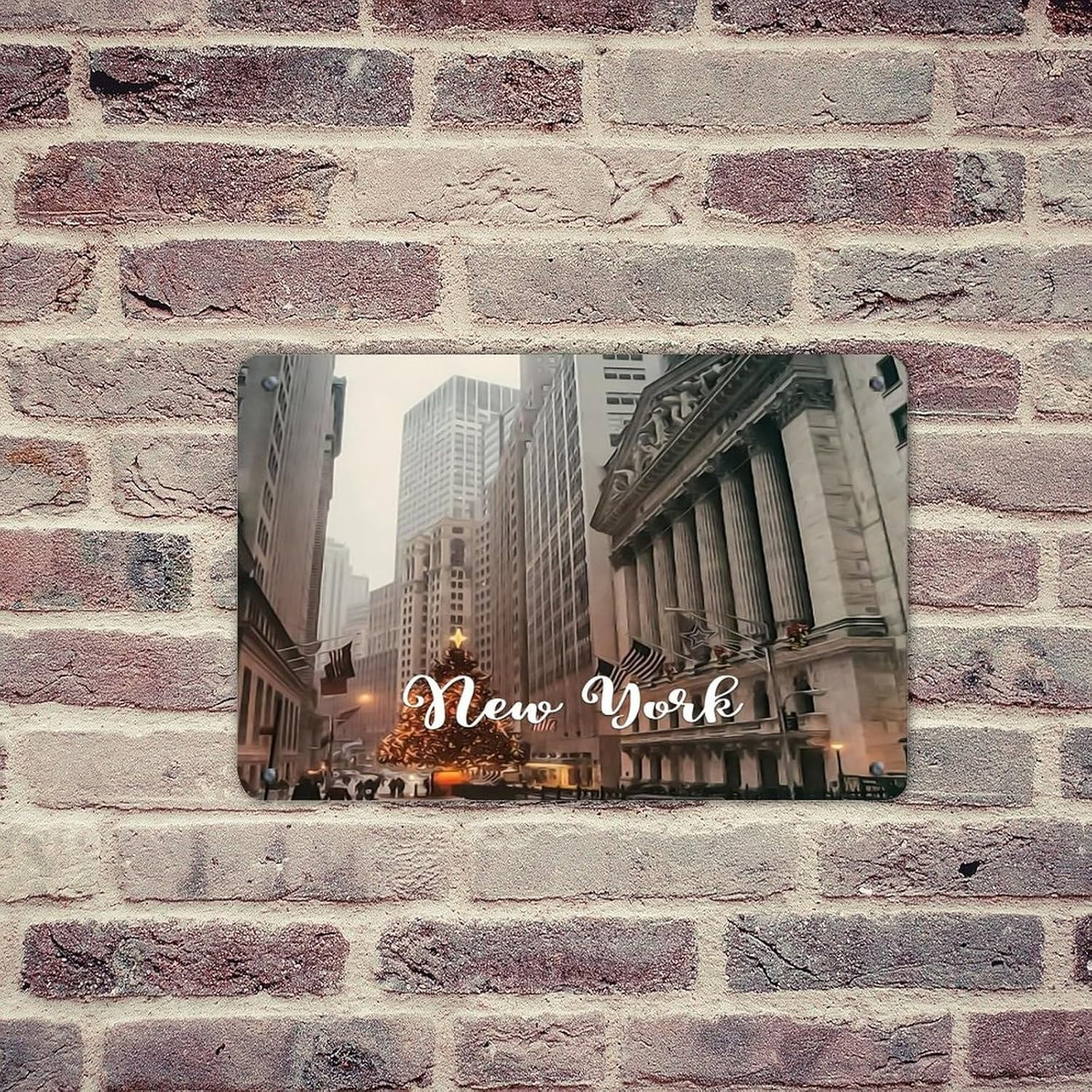 Retro Personalized Tin Signs Skyline New York City Landscape Signs ...