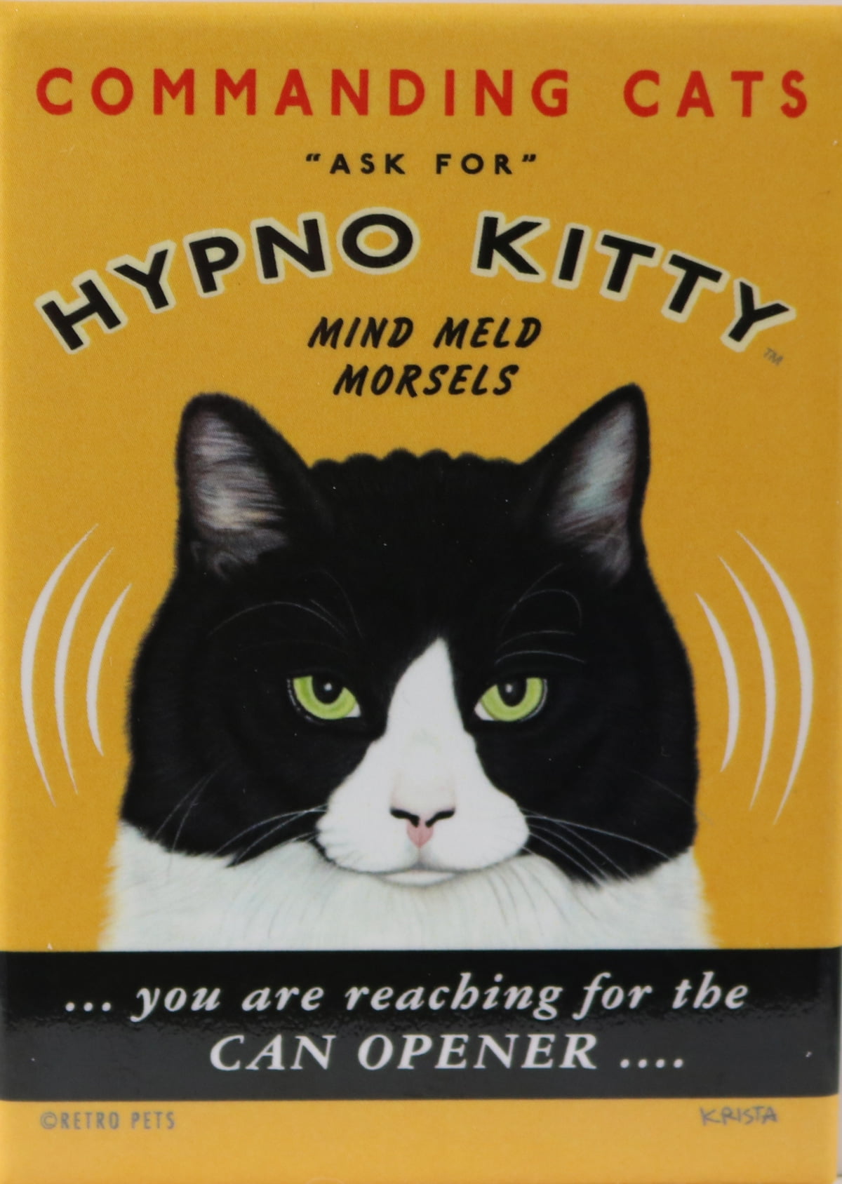 Retro Pets Hypno Kitty Black & White Kitty Fridge Magnet - Walmart.com