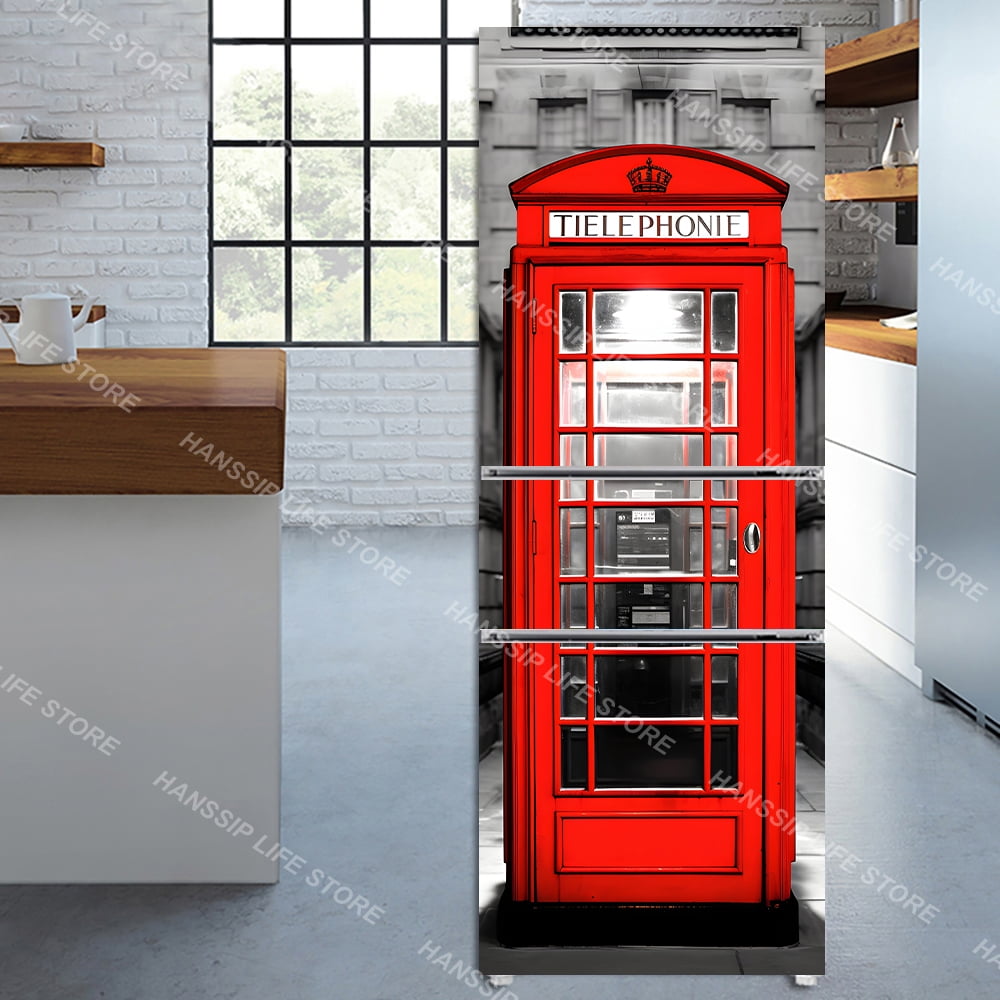 Retro Ph Booth Fridge Door Sticker Waterproof Kitchen rative Wallpaper ...