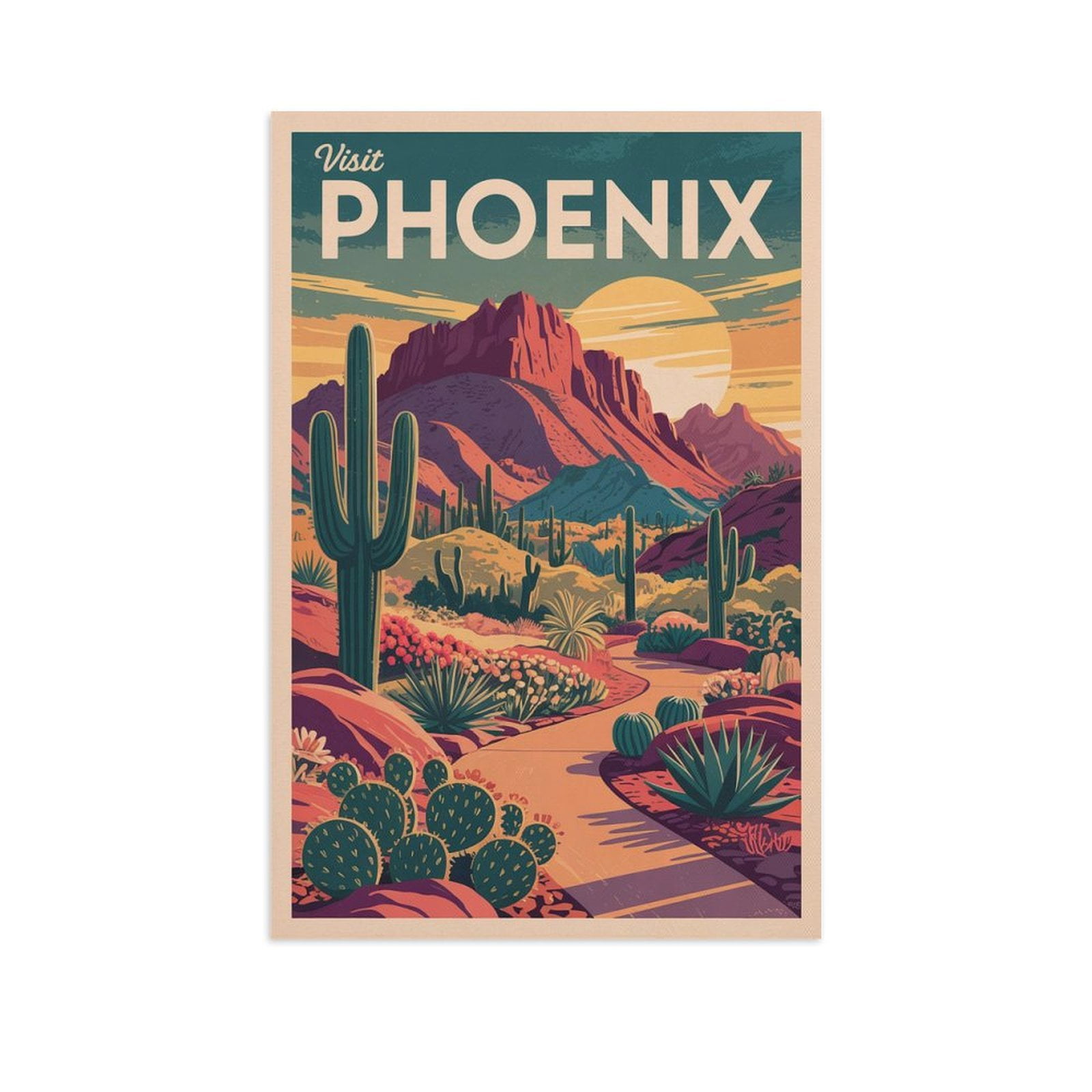 Retro Phoenix City Poster Vintage U.S. City Tourism Art for Walls Canvas Poster - Walmart.com