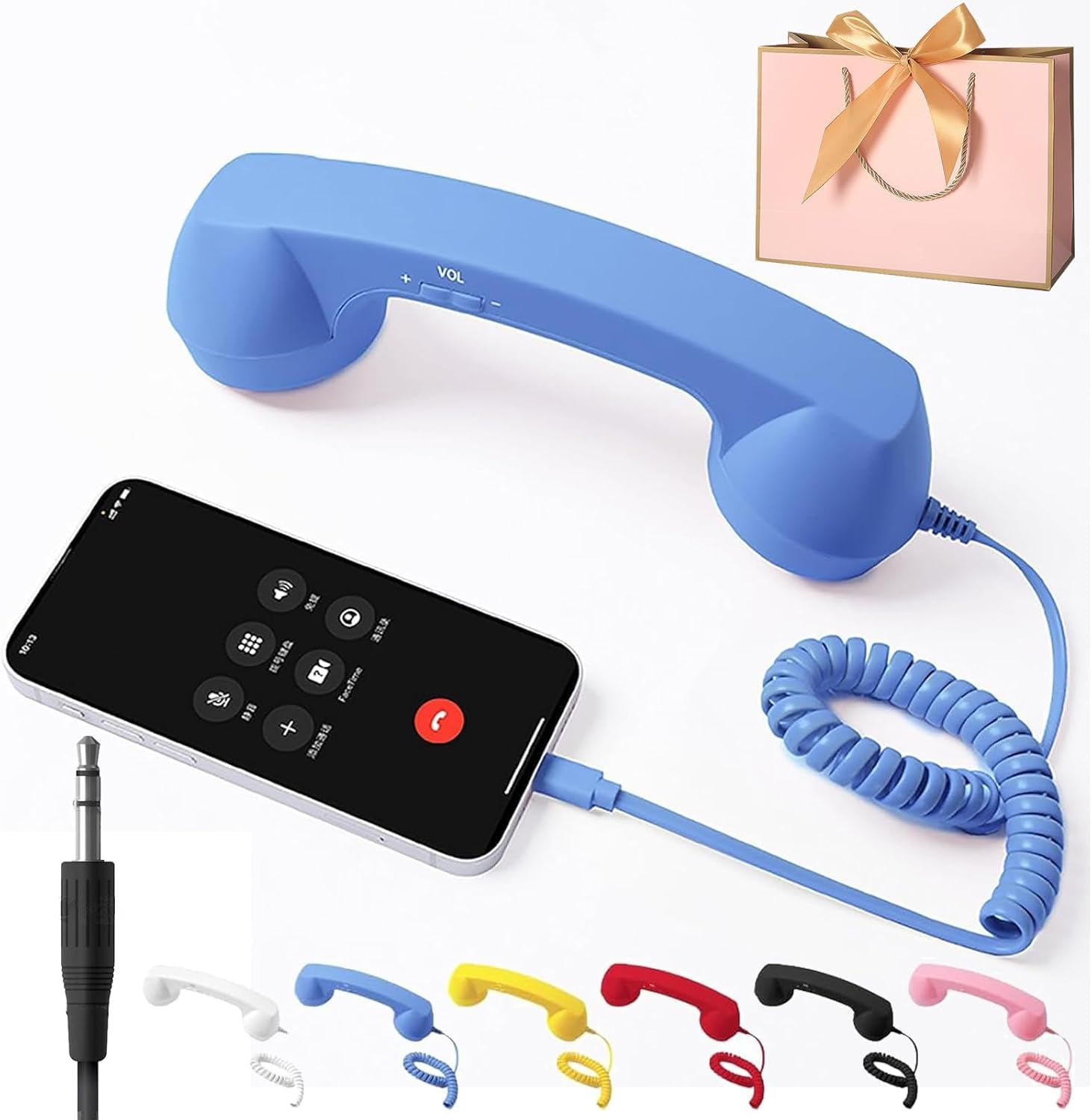 Retro Phone Handset,0.13in/Type-C Wired & USB Mobile Phone Landline ...