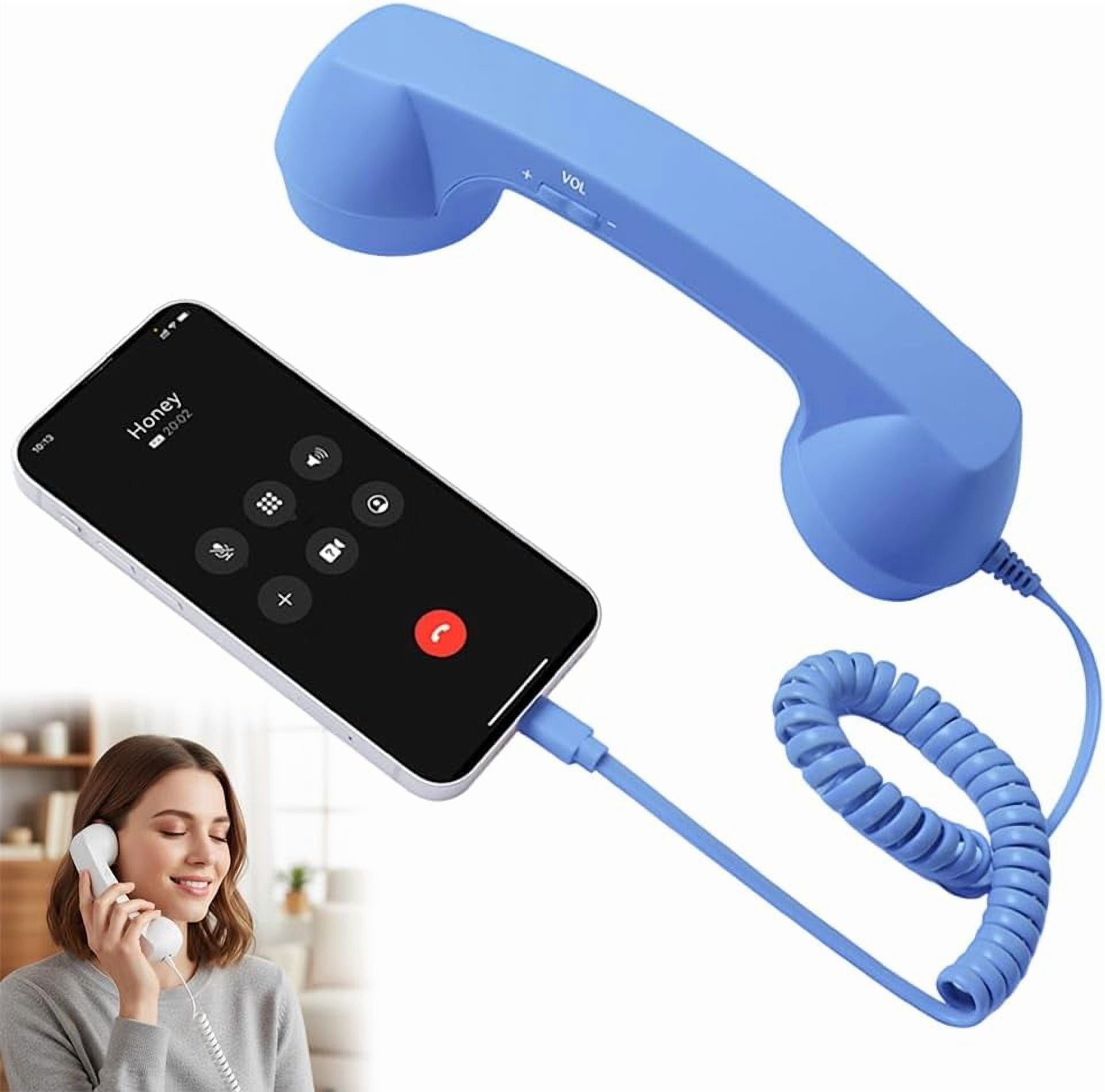 Retro Phone Handset for iPhone & Android with Type-C, Enhances Video ...