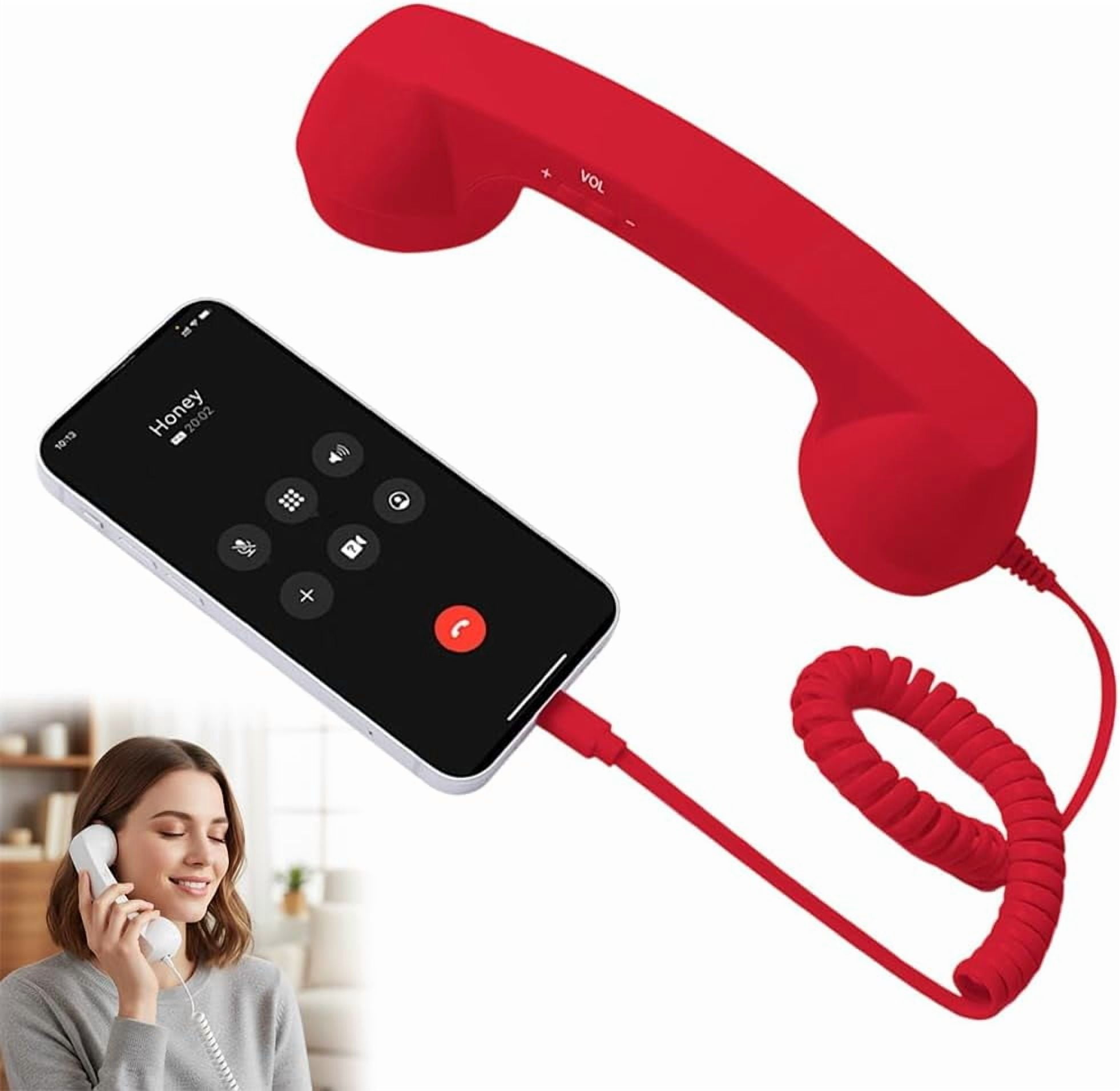 Retro Phone Handset for iPhone & Android with Type-C, Enhances Video ...
