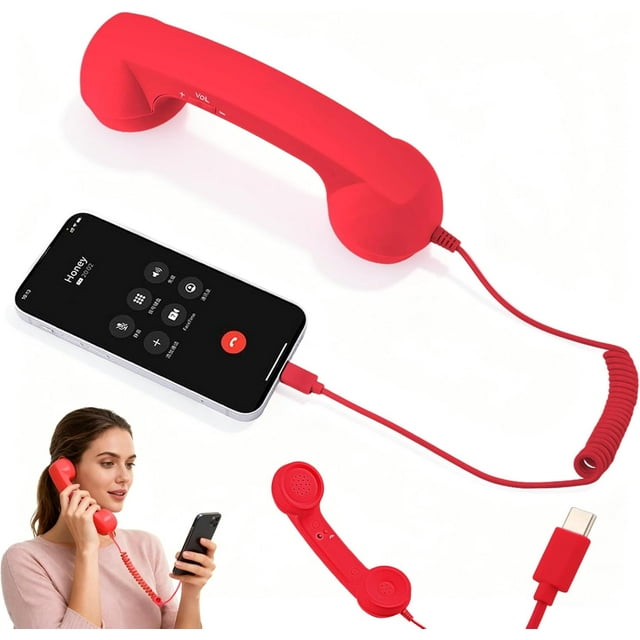 Retro Phone Handset for iPhone & Android, 2026 New Receiver with Built ...