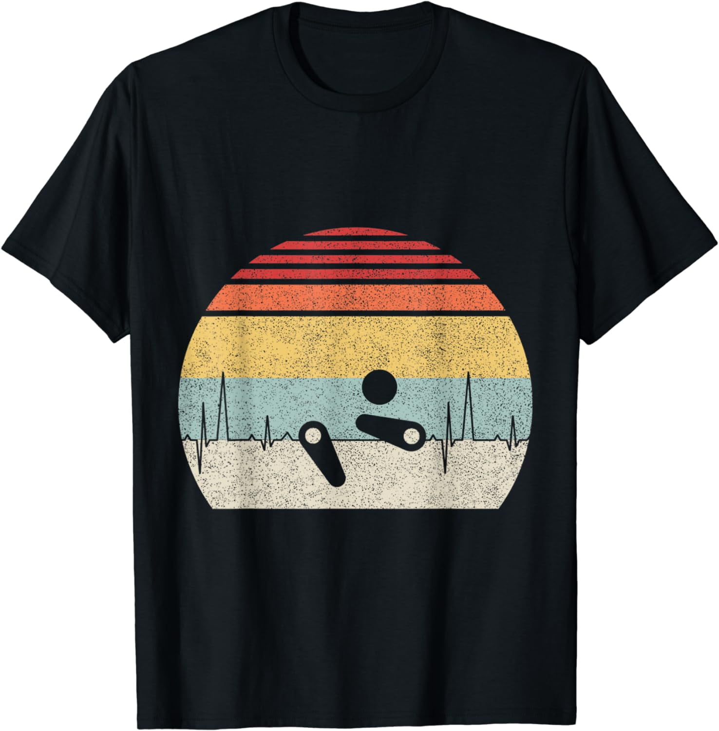 Retro Pinball Heartbeat Flipper EKG Pulse Line Flipping Ball T-Shirt ...