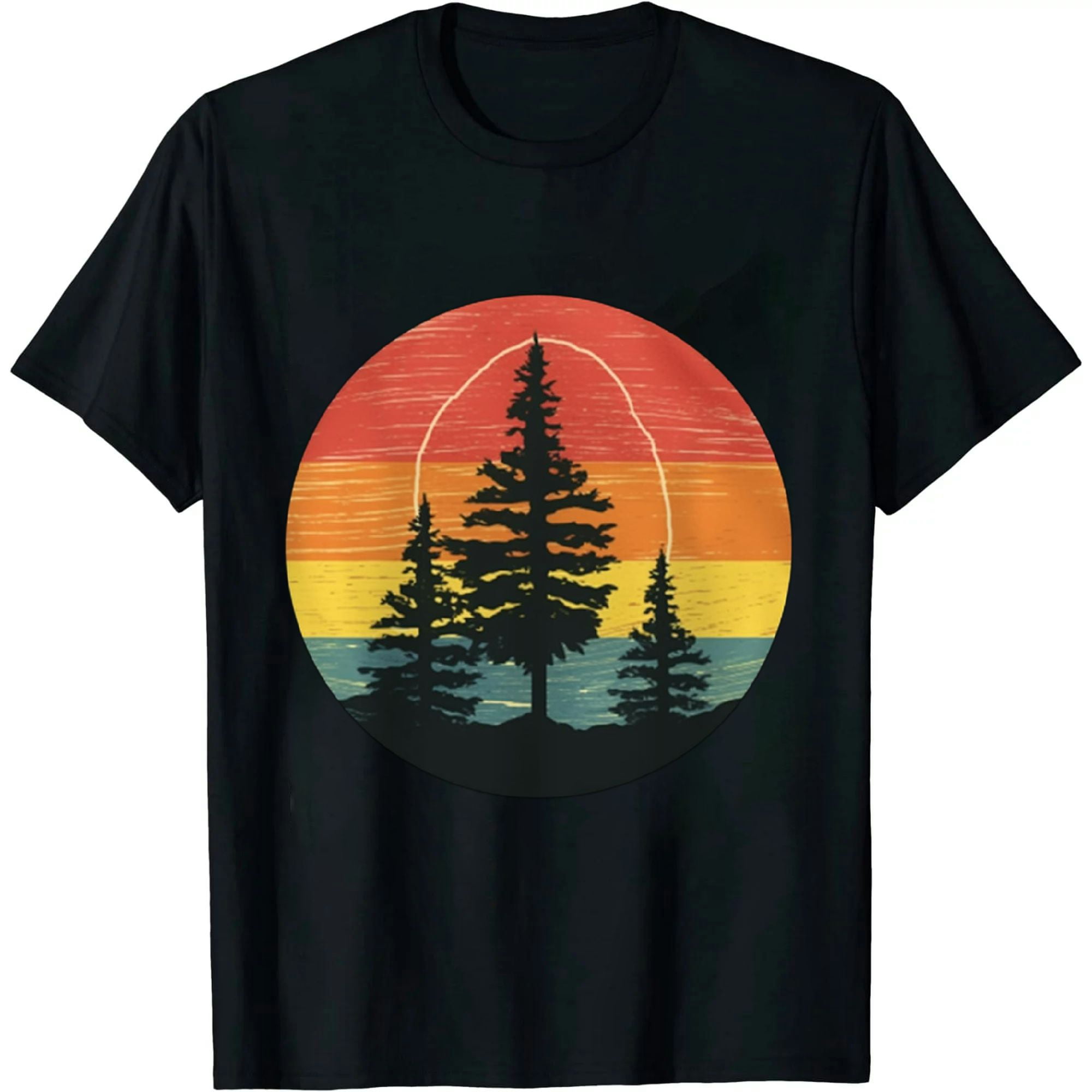 Retro Pine Tree Sun - Graphic T-Shirt - Walmart.com