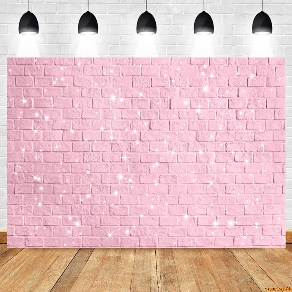 Retro Pink Glitter Brick Wall Backdrop Newborn Portrait Girl Birthday ...