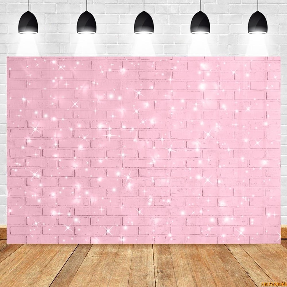 Retro Pink Glitter Brick Wall Backdrop Newborn Portrait Girl Birthday ...