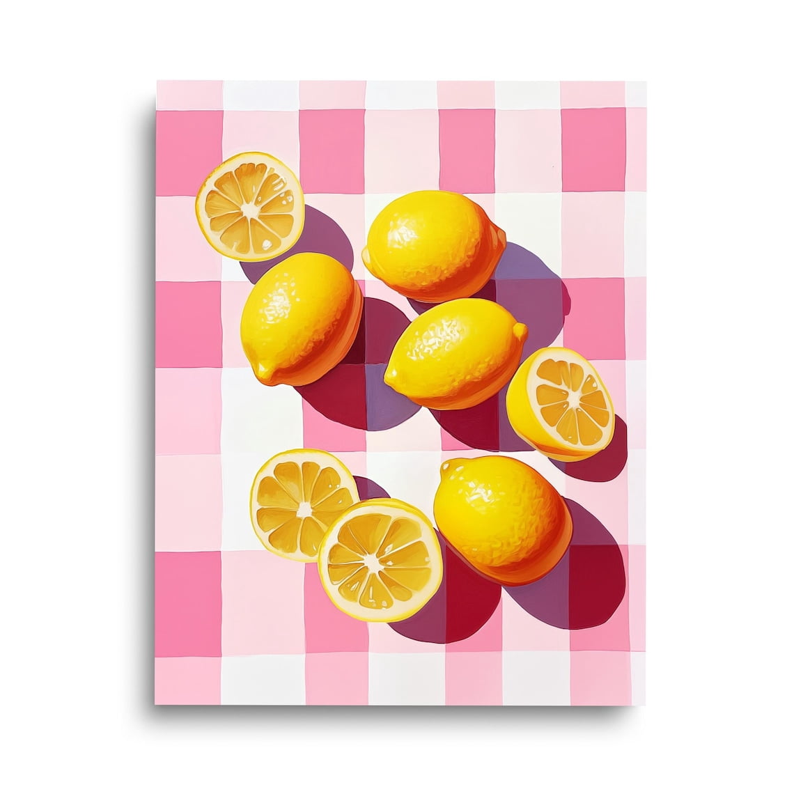 Retro Pink Lemons Print, Citrus Kitchen Wall Art, Fruit Poster ...