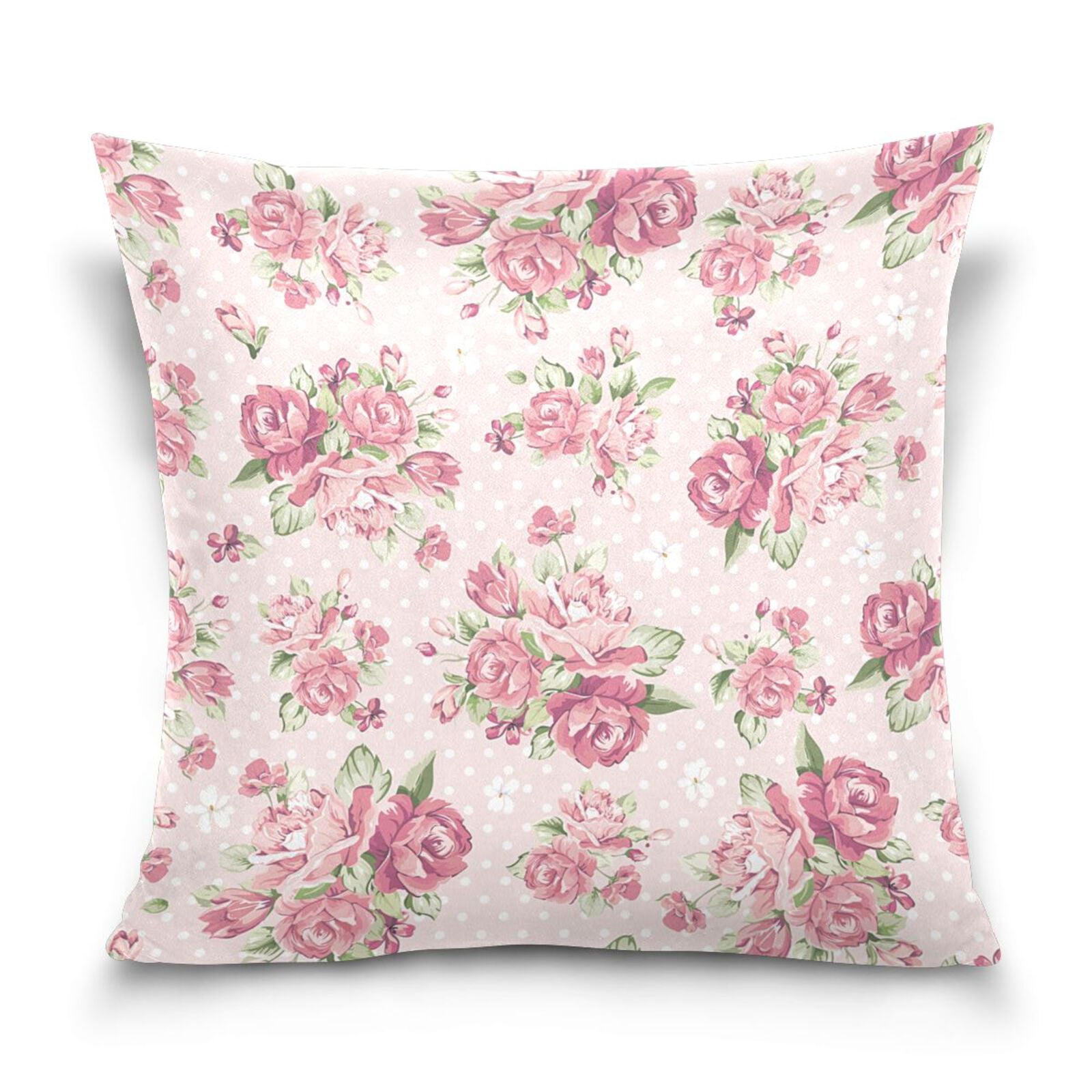 Retro Pink Rose Flowers Square Throw Pillow Covers Couch Decorative ...