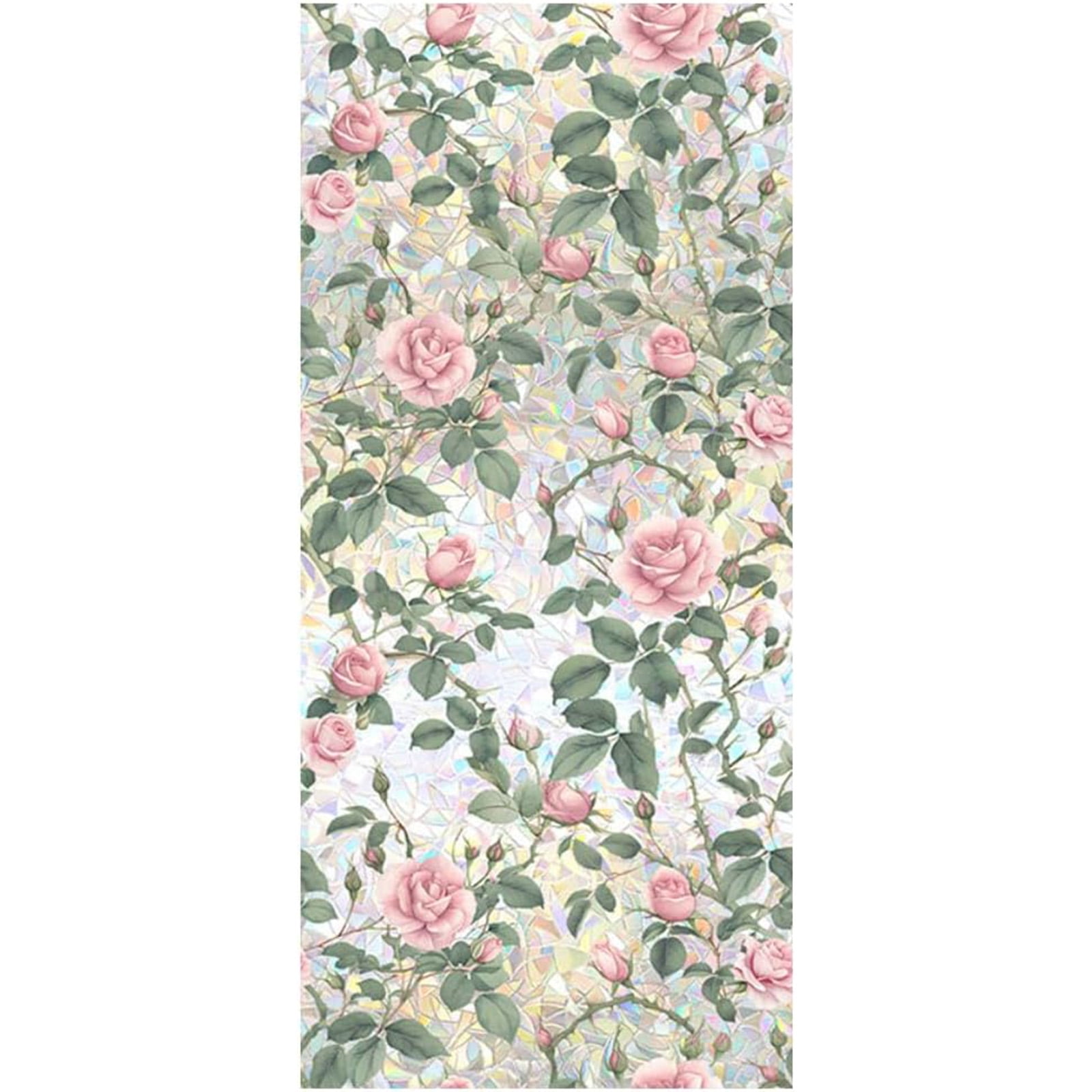 Retro Pink Rose Flowers Window Privacy Film, Rose Rainbow Decorative ...
