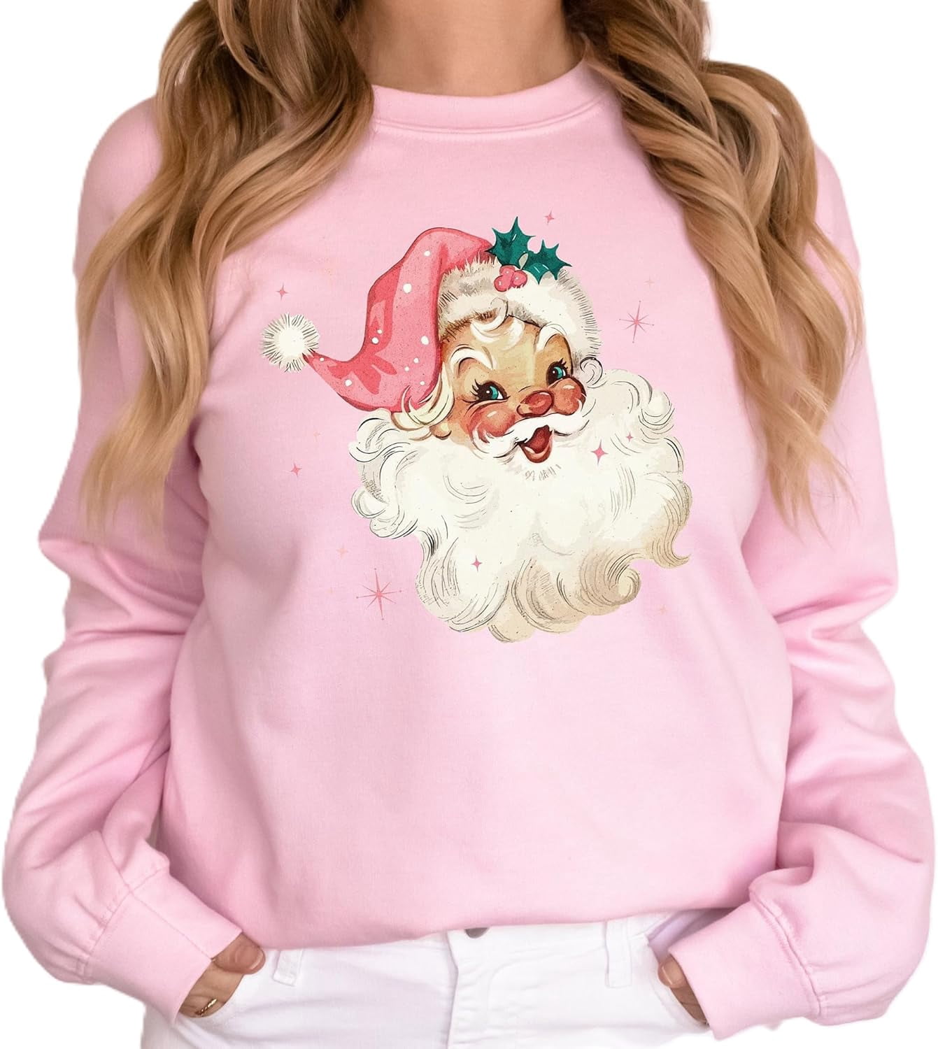 Retro Pink Santa Christmas Sweatshirt Vintage Santa Sweatshirt for ...