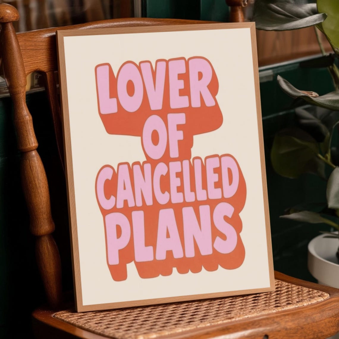 Retro Pink Typography Art Print Lover of Cancelled Plans Poster Decor ...