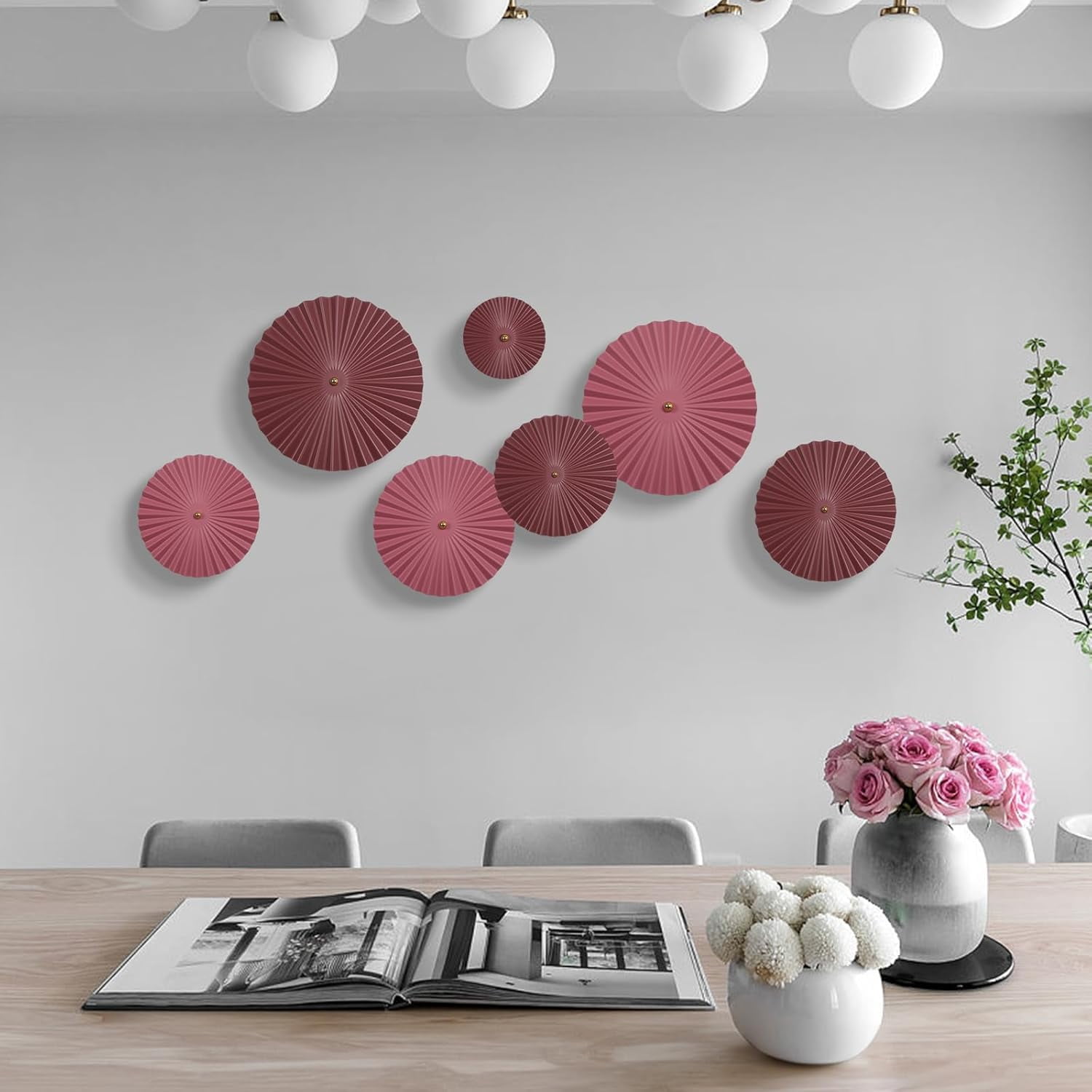 Retro Pink Wall Decor for Girls Bedroom Nursery Room, Set of 7 Metal ...