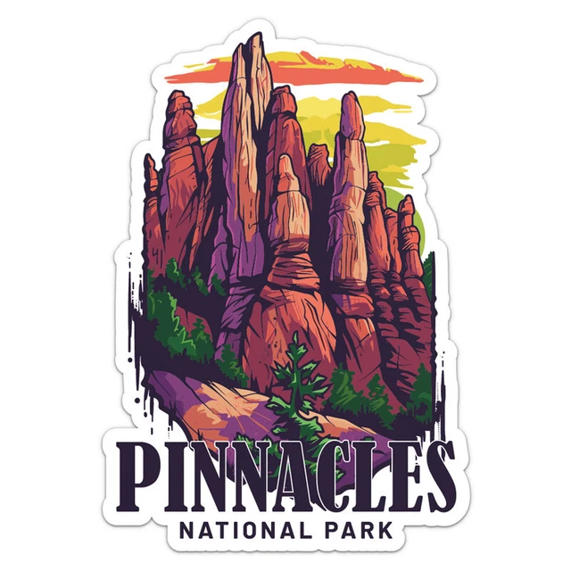 Retro Pinnacles National Park Sticker Phone Decal Water Bottle Stickers ...