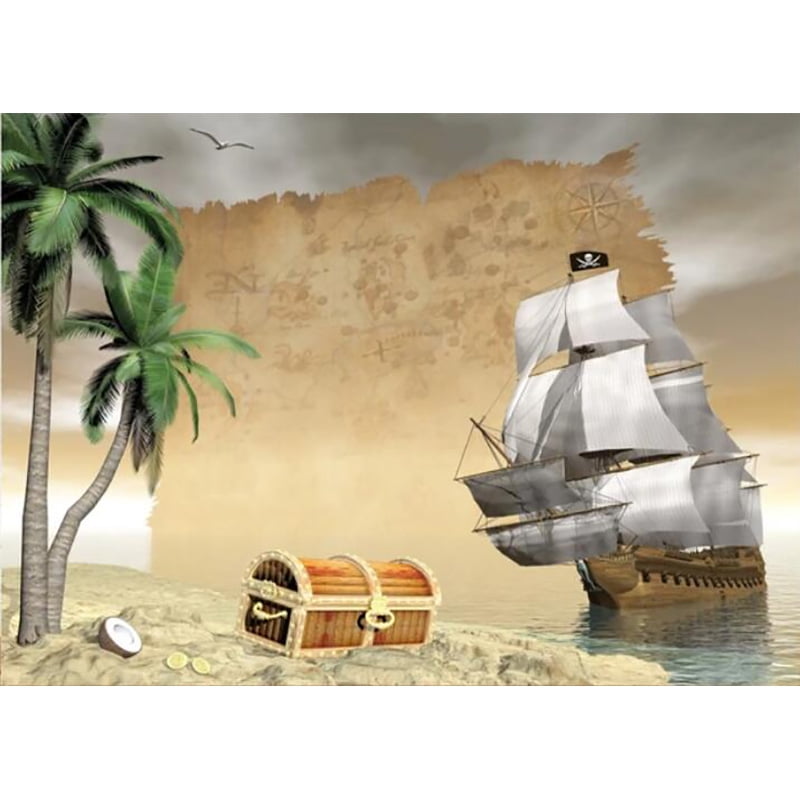 Retro Pirate Treasure Map Backdrop for Photography Nautical Island ...