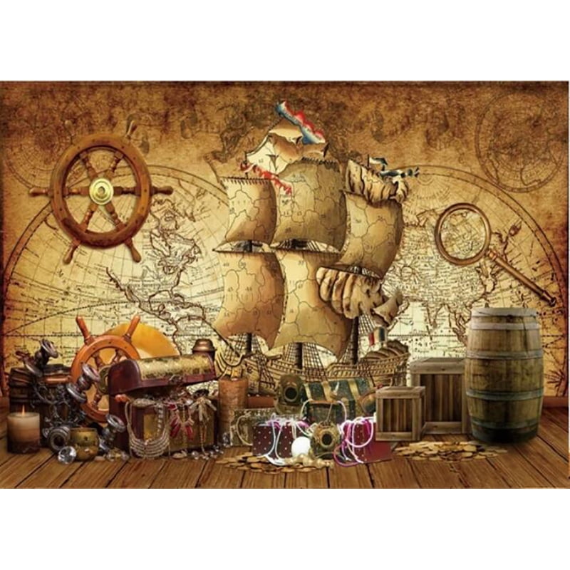 Retro Pirate Treasure Map Backdrop for Photography Nautical Island ...
