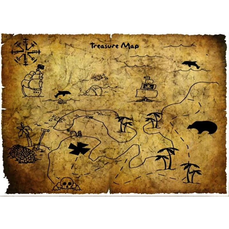 Retro Pirate Treasure Map Backdrop for Photography Nautical Island ...