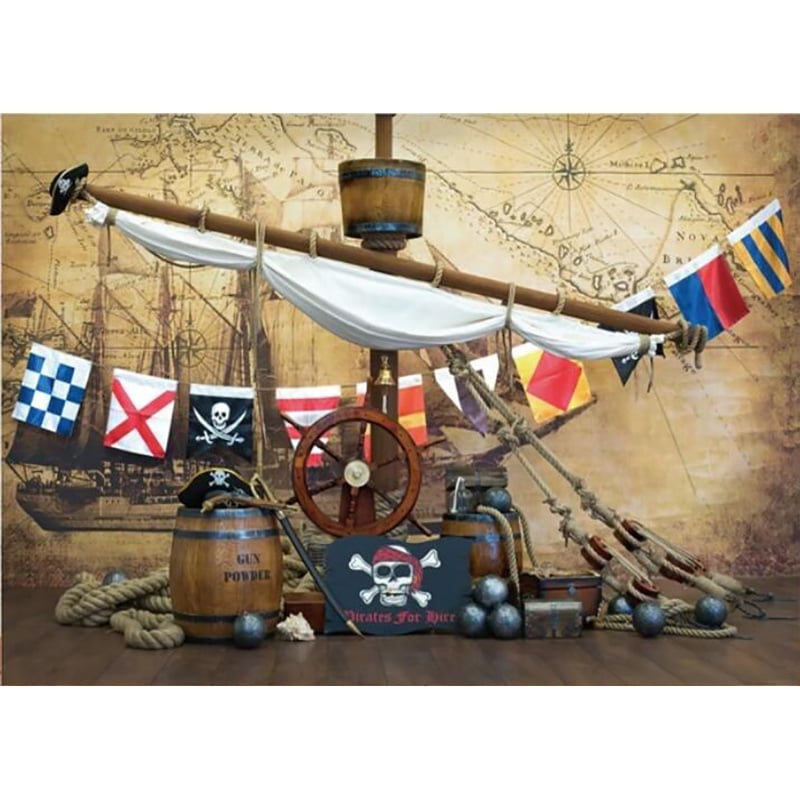 Retro Pirate Treasure Map Backdrop for Photography Nautical Island ...