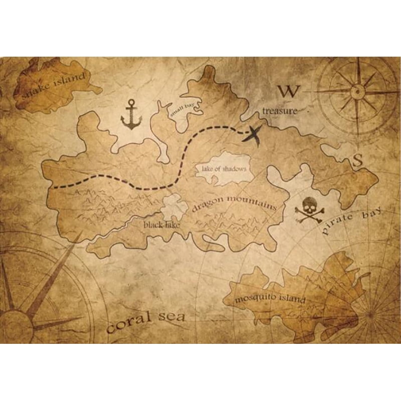 Retro Pirate Treasure Map Backdrop for Photography Nautical Island ...