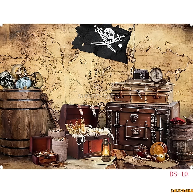 Retro Pirate Treasure Map Backdrop for Photography l Island Background ...