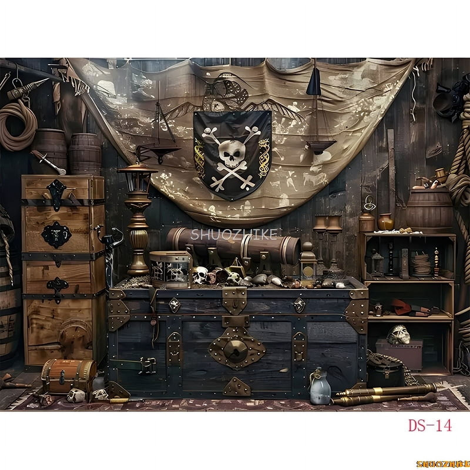 Retro Pirate Treasure Map Backdrop for Photography l Island Background ...