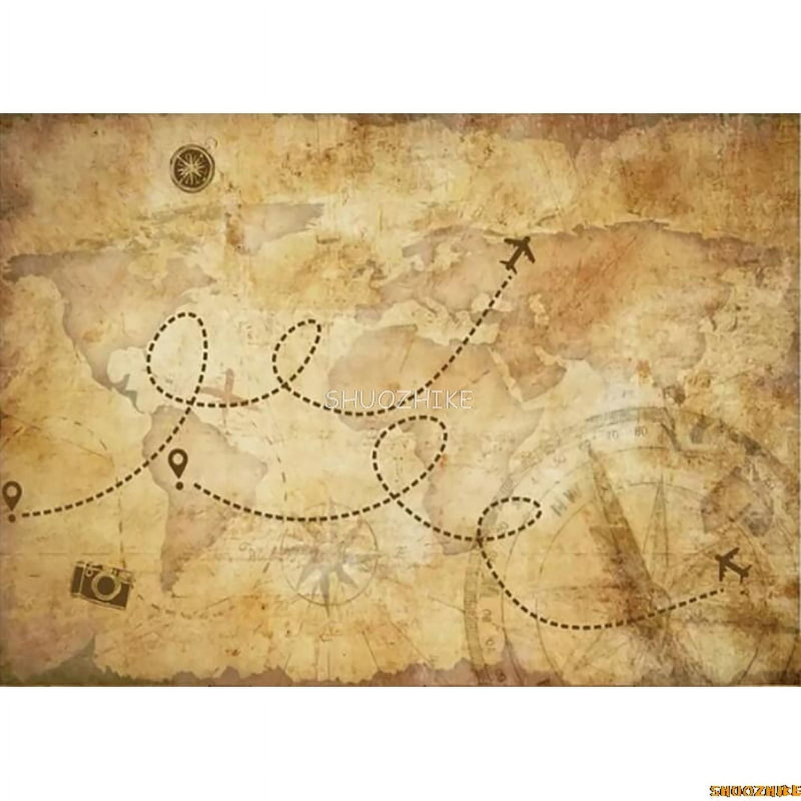 Retro Pirate Treasure Map Backdrop for Photography l Island Background ...
