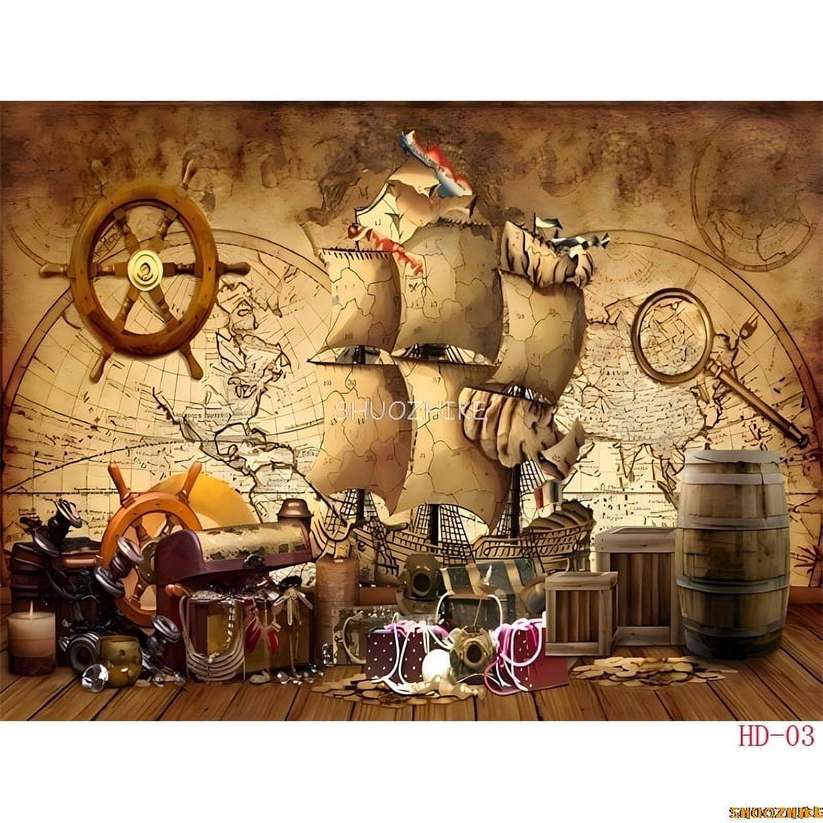 Retro Pirate Treasure Map Backdrop for Photography l Island Background ...